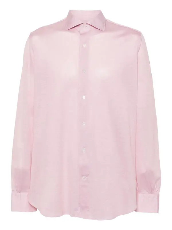 MAZZARELLI Spread-collar Cotton Shirt - Pink