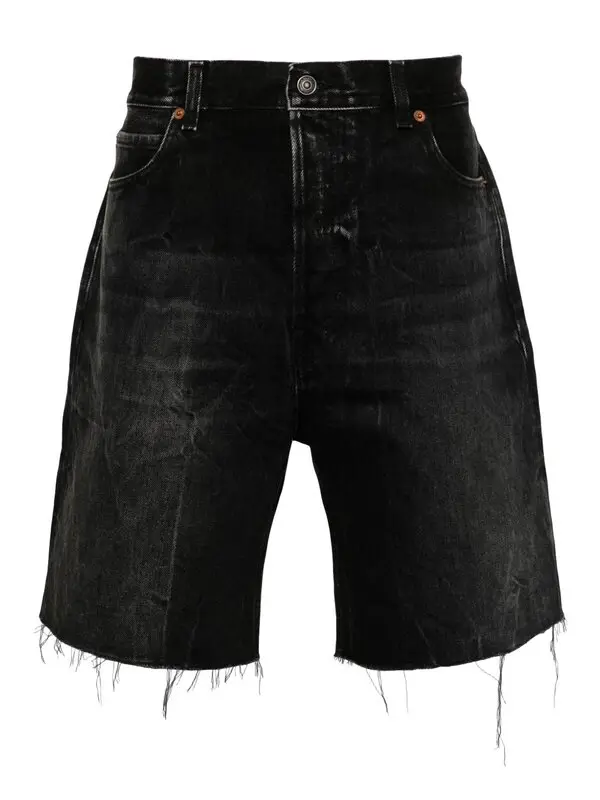 HAIKURE Washed Denim Shorts - Black