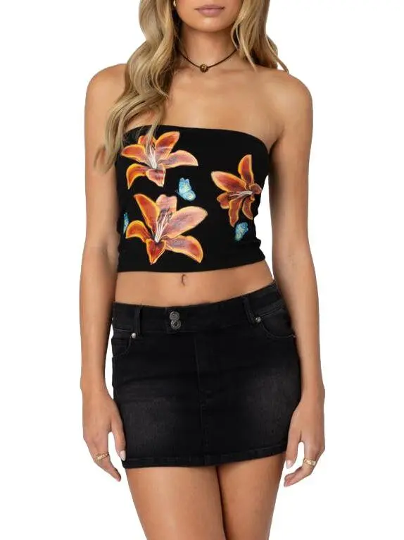 EDIKTED Tiger Lily Tube Top - Black