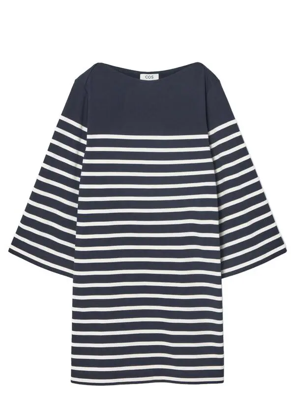 Cos Boat-neck Mini T-shirt Dress - Navy