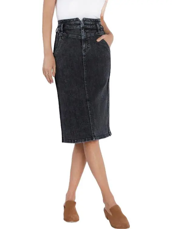 WASH LAB DENIM Victorious High-waist Pencil Skirt - Grey Yacht