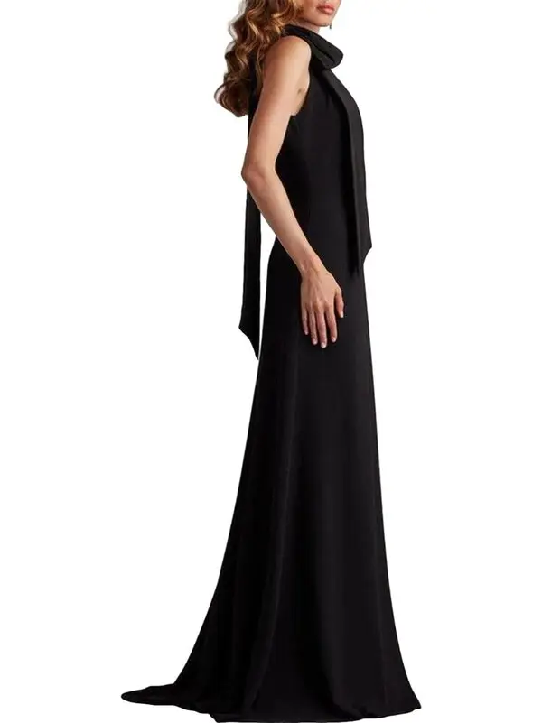 Tadashi Shoji Sleeveless Mock-neck Bow Gown - Black