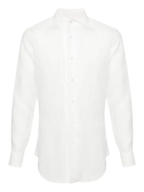 Brioni Classic-collar Linen Shirt - Neutrals