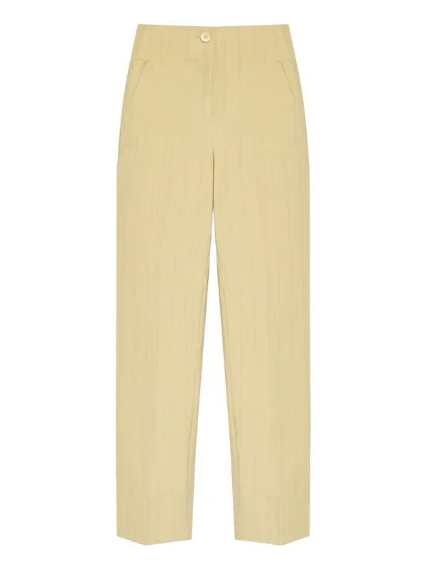 GANNI High-waisted Striped Trousers - Neutrals