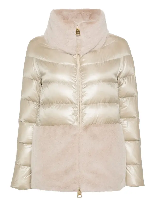 Herno Faux-fur Puffer Jacket - Neutrals