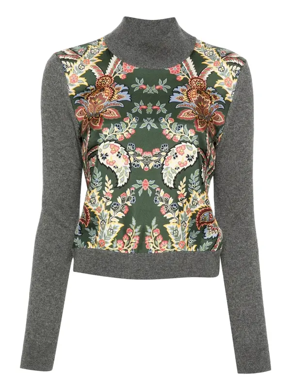 Etro Floral Contrast-panel Jumper - Grey