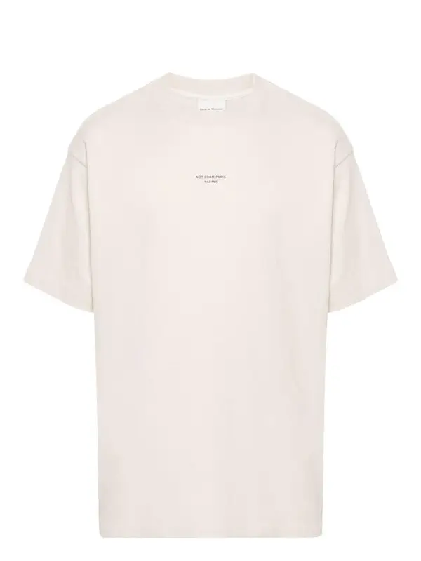 Drole De Monsieur Logo-print Cotton T-shirt - Neutrals