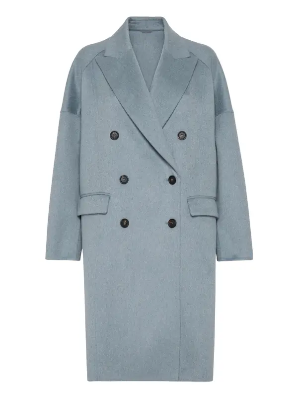 Brunello Cucinelli Double-breasted Cashmere Coat - Blue