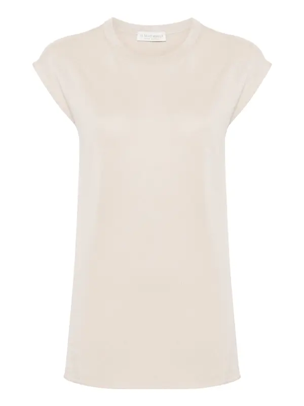 LE TRICOT PERUGIA Cap-sleeve Fine-knit Top - Neutrals