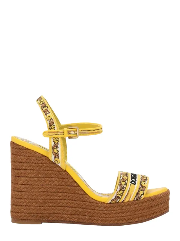 Dolce & Gabbana Majolica-print Wedge Sandals - Yellow