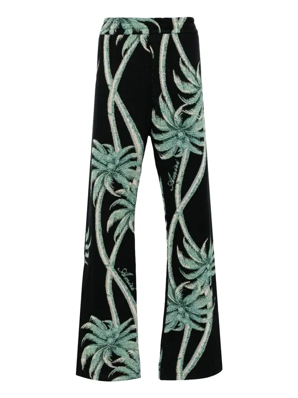 Amiri Palm Tree-print Knitted Trousers - Black