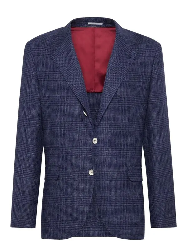 Brunello Cucinelli Check-pattern Single-breasted Blazer - Blue