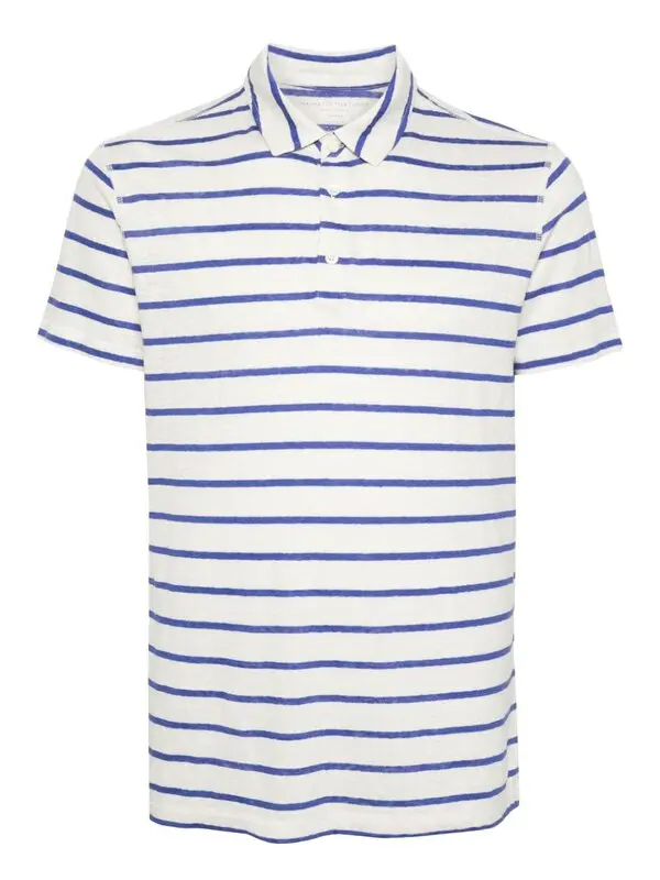 Majestic Filatures Striped Linen-blend Polo Shirt - Neutrals