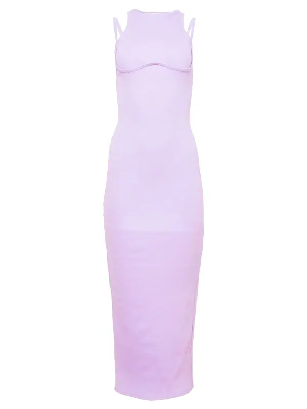 Fleur Du Mal Strappy Ribbed Maxi Dress - Purple