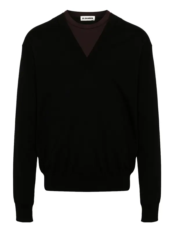 JIL SANDER Layered Virgin Wool-blend Jumper - Black