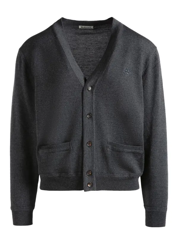 Bally V-neck Merino Wool Cardigan - Grey