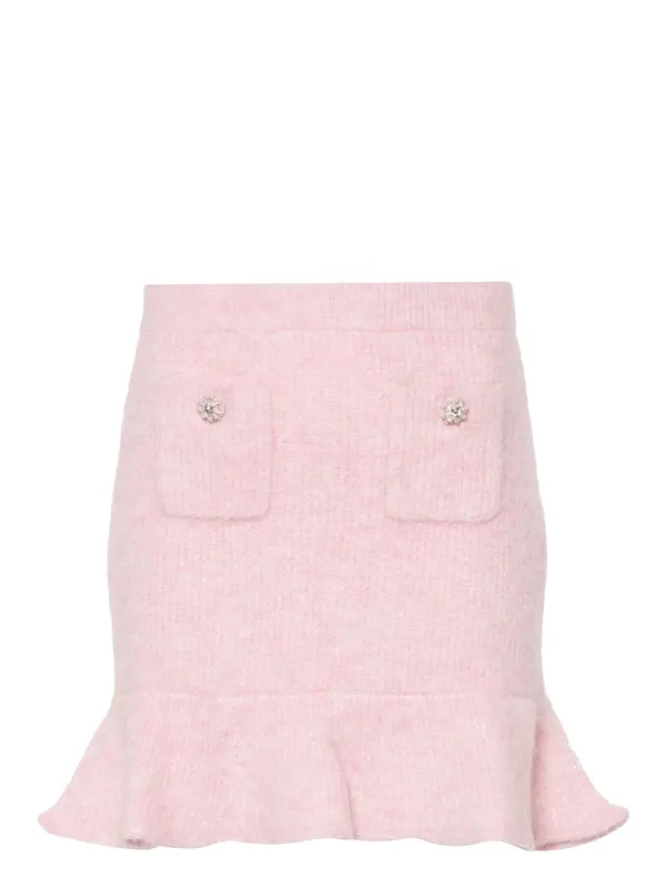 SELF-PORTRAIT Knitted Mini Skirt - Pink