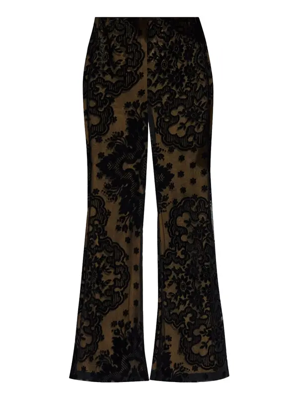 Etro Embroidered Floral Flare Trousers - Black