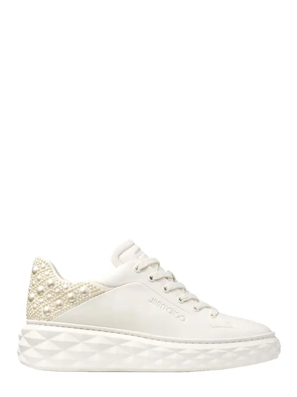 JIMMY CHOO Diamond Maxi Pearl-embellished Sneakers - Neutrals