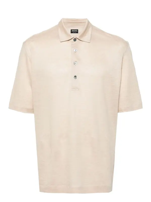 Zegna Short-sleeve Linen Polo Shirt - Neutrals