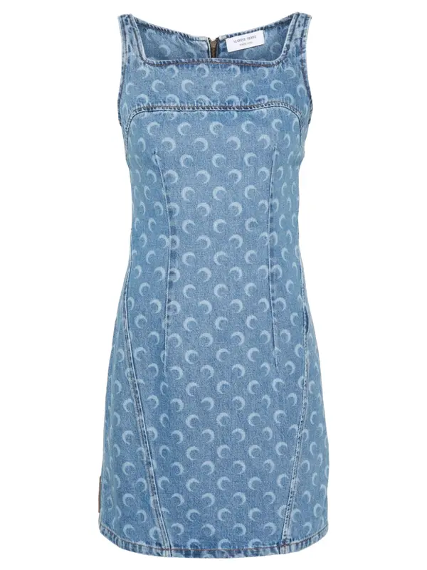 MARINE SERRE Crescent Moon Mini Dress - Blue