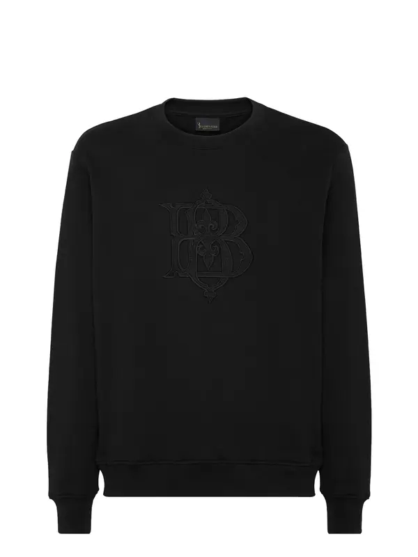 BILLIONAIRE Logo Appliqué Cotton Sweatshirt - Black
