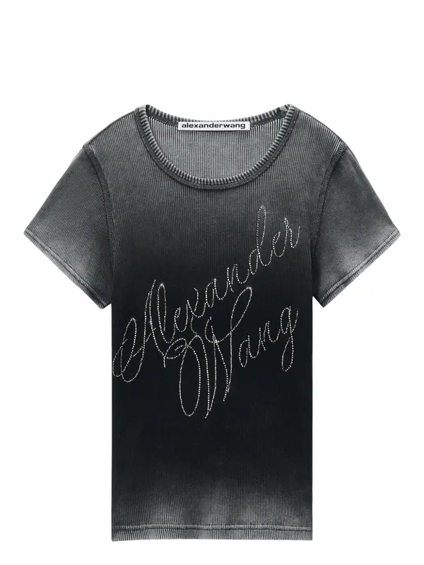Alexander Wang Hotfix Cursive-logo T-shirt - Grey