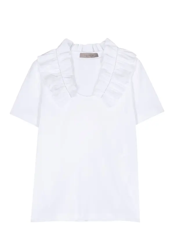 D.exterior Ruffled-collar Jersey T-shirt - White