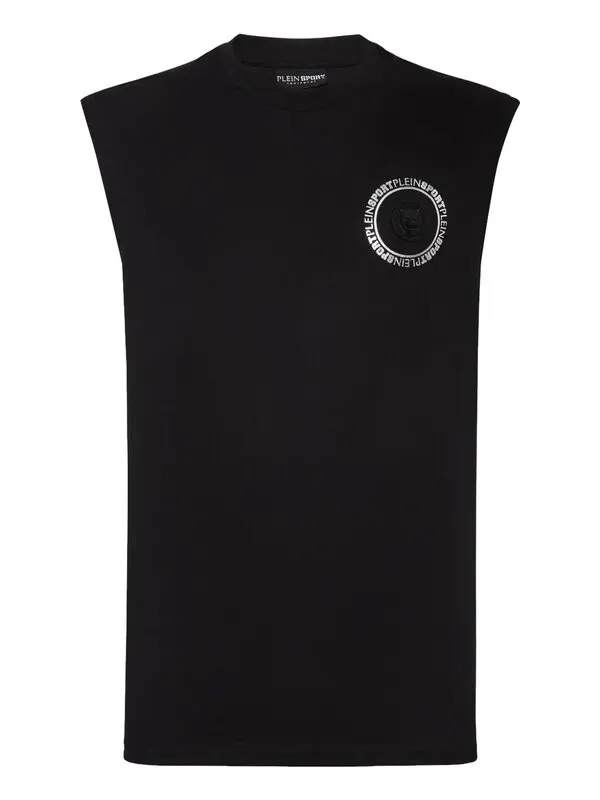PLEIN SPORT Logo-appliqué Crew-neck Tank Top - Black