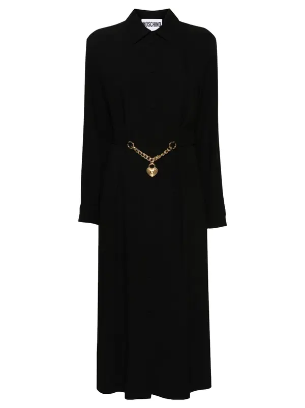 Moschino Heart-padlock Belted Shirtdress - Black