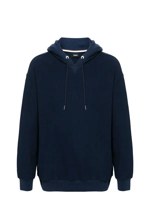 BOSS Bouclé Cotton Hoodie - Blue