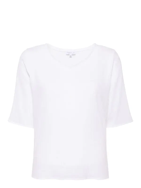 AGNÈS B. Solaine V-neck Cotton T-shirt - White