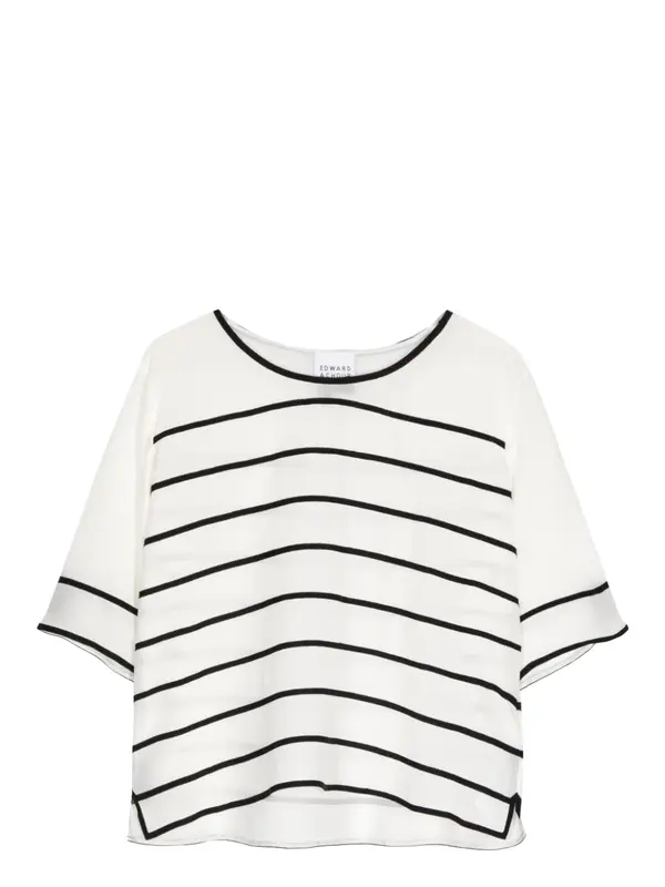 EDWARD ACHOUR PARIS Striped Silk T-shirt - White