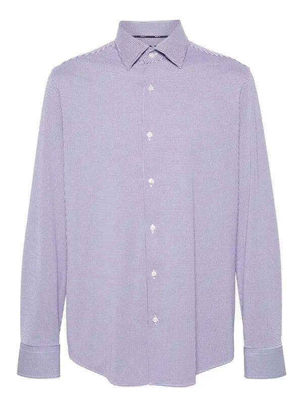 BOSS Check-pattern Long Sleeve Shirt - Blue