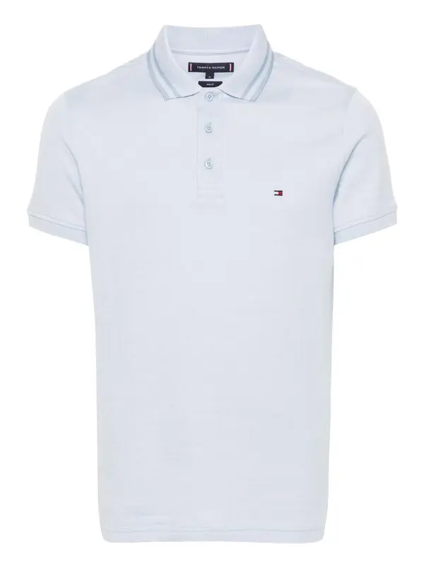 Tommy Hilfiger Logo-embroidered Organic Cotton Polo Shirt - Blue
