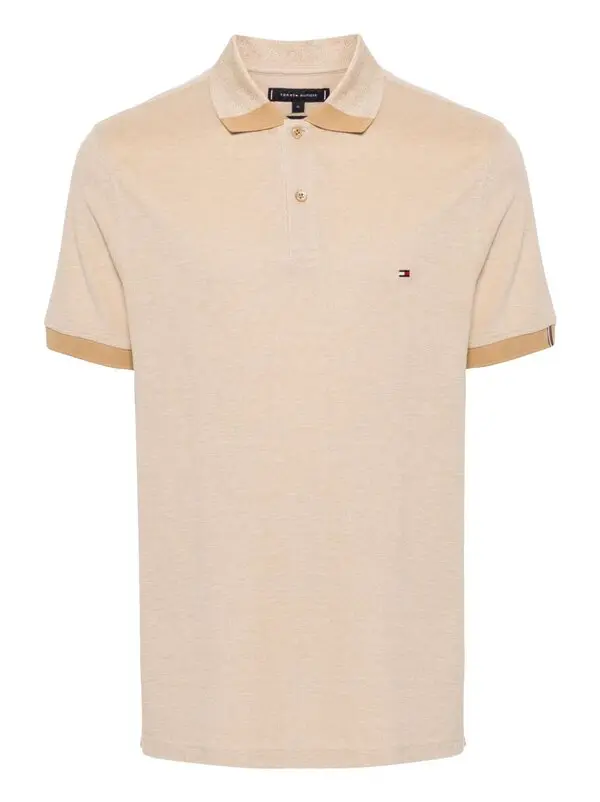 Tommy Hilfiger Logo-embroidered Organic Cotton Blend Polo Shirt - Neutrals