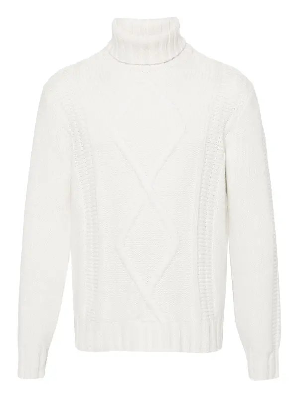 Brunello Cucinelli Roll-neck Cashmere Jumper - White