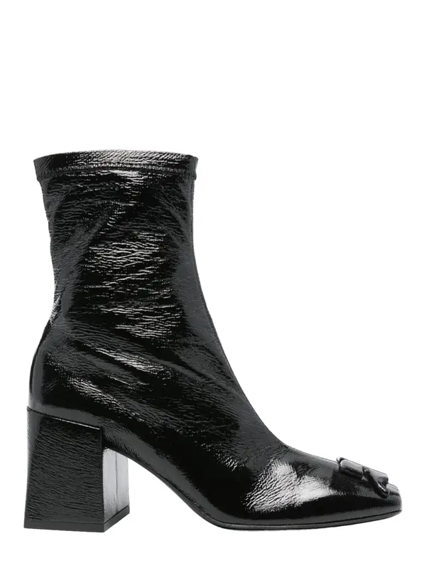 COURREGES Logo-appliqué Patent Leather Boots - Black
