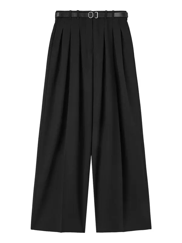 JIL SANDER Wool Palazzo Pants - Black