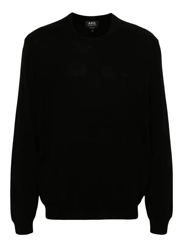A.p.c. Logo-embroidered Wool Jumper - Black