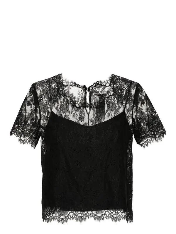 Ermanno Scervino Sheer Floral Lace Blouse - Black
