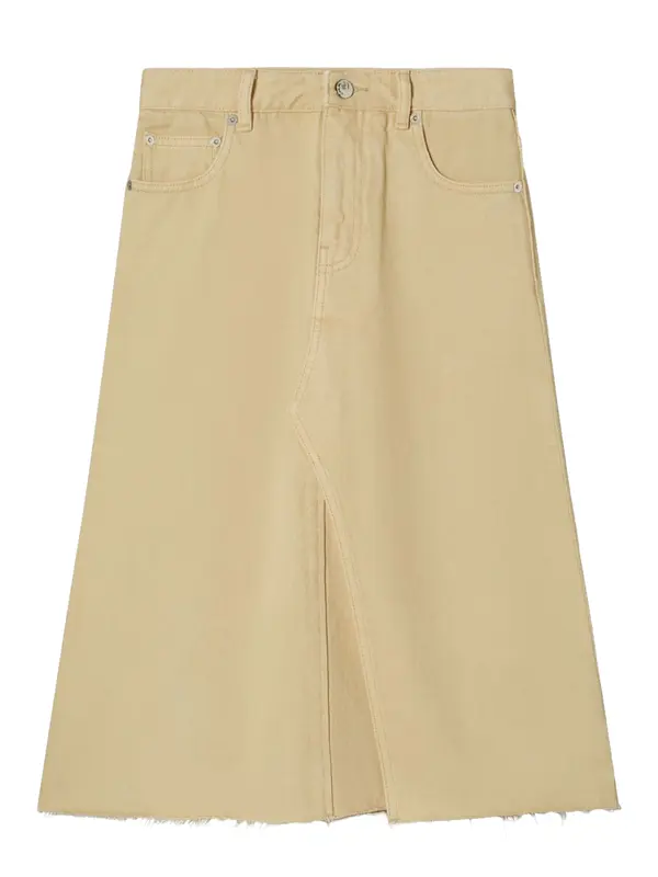 Tory Burch Deconstructed Denim Midi Skirt - Neutrals