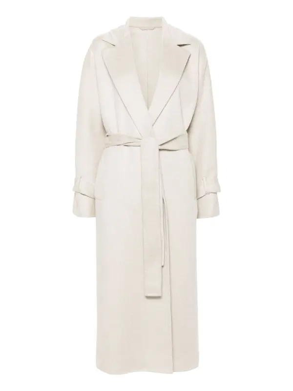 Brunello Cucinelli Cashmere Belted Midi Coat - Neutrals