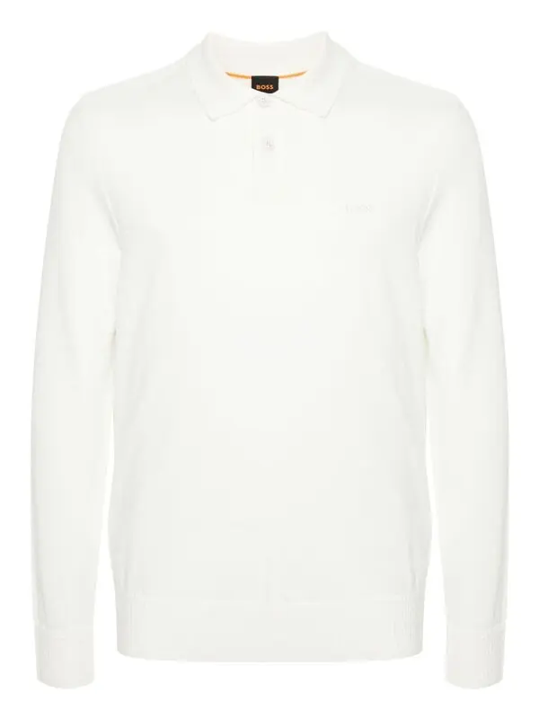 BOSS Logo-embroidered Virgin Wool Blend Jumper - White