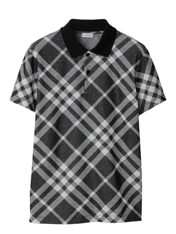 Burberry Vintage Check Cotton Polo Shirt - Black
