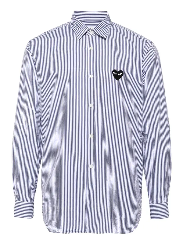 Play Comme Des Garcon Logo-patch Cotton Shirt - Blue