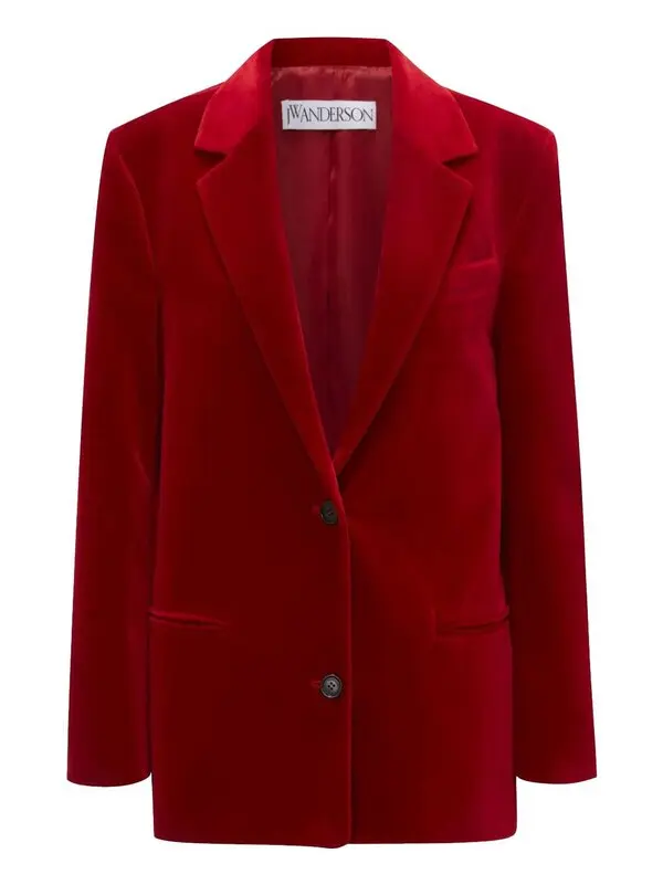 JW Anderson Floral-appliqué Velour Blazer - Red
