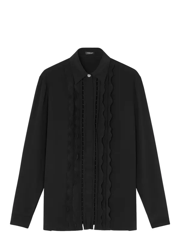 Versace Ruffled Silk Shirt - Black