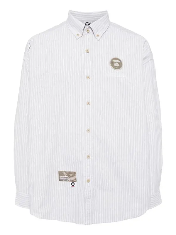 AAPE BY *A BATHING APE® Striped Cotton Shirt - Neutrals