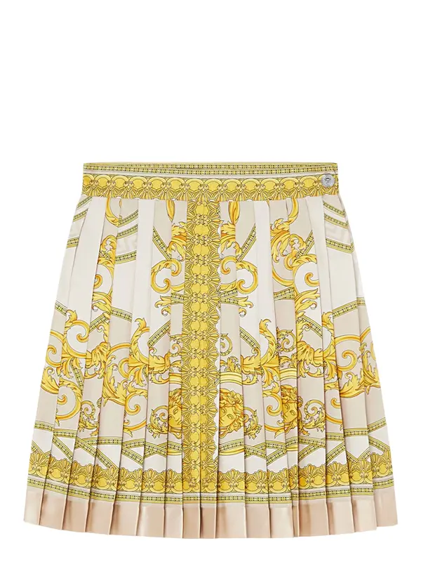 Versace La Coupe Des Dieux Pleated Silk Skirt - Neutrals